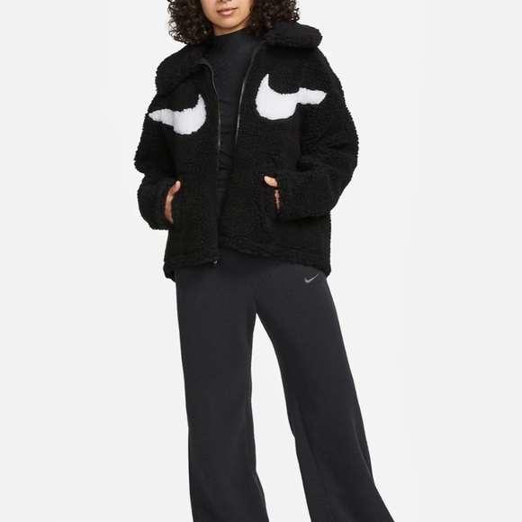 Nike | Jackets & Coats | Nike Double Swoosh Fleece Teddy Jacket | Poshmark